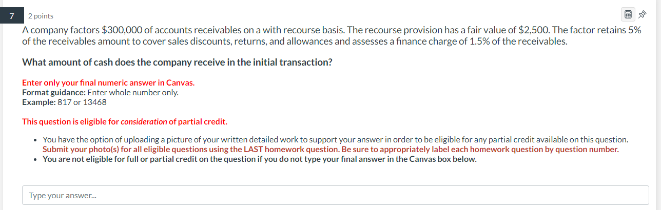 Solved A company factors \\( \\$ 300,000 \\) of accounts | Chegg.com