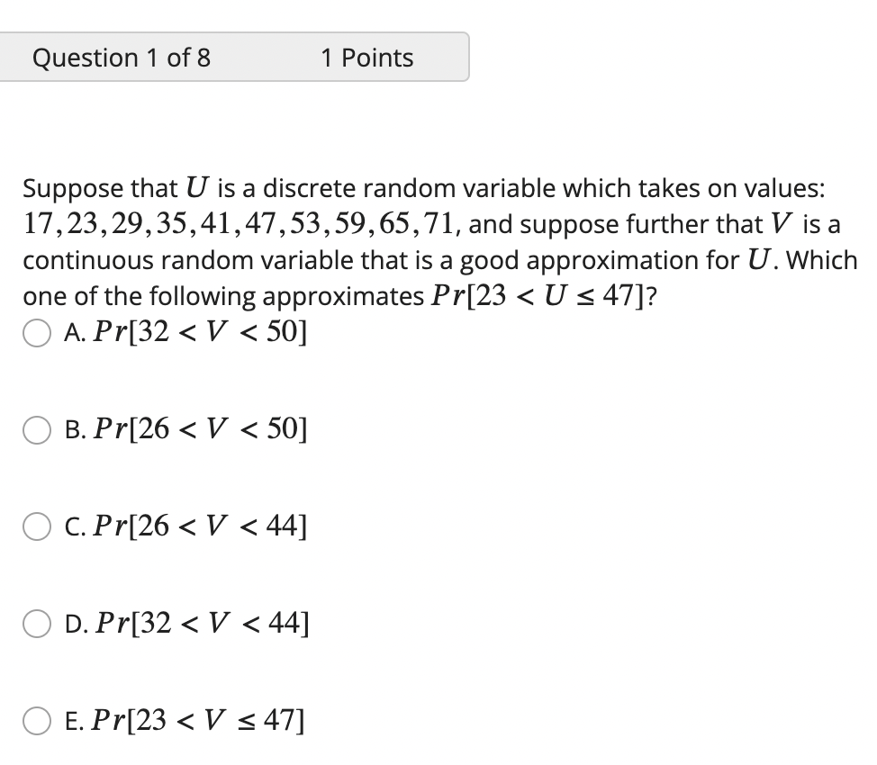 Solved Suppose that U is a discrete random variable which | Chegg.com