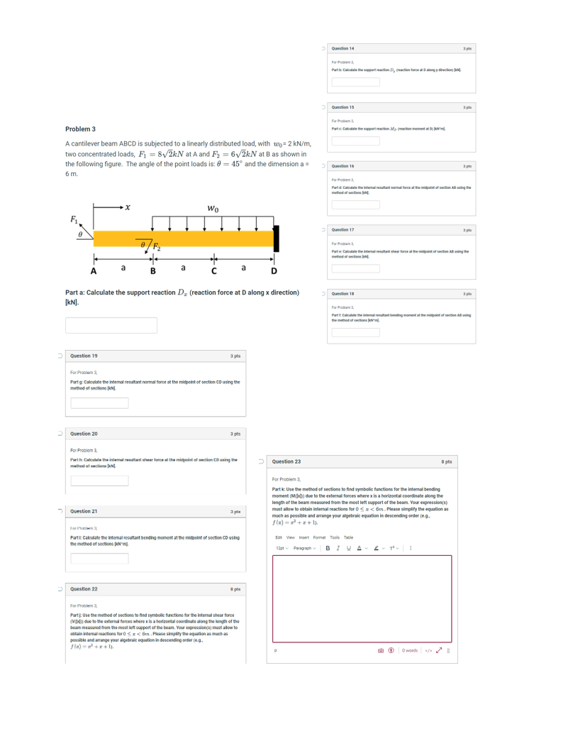 Solved Problem 3A cantilever beam ABCD is subjected to a | Chegg.com