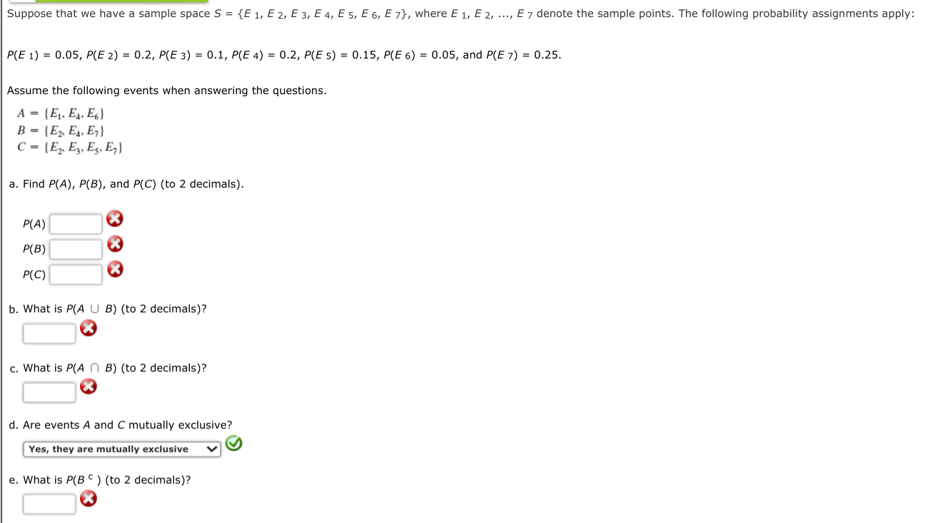 Solved Suppose that we have a sample space S = {E 1, E2, E3, | Chegg.com