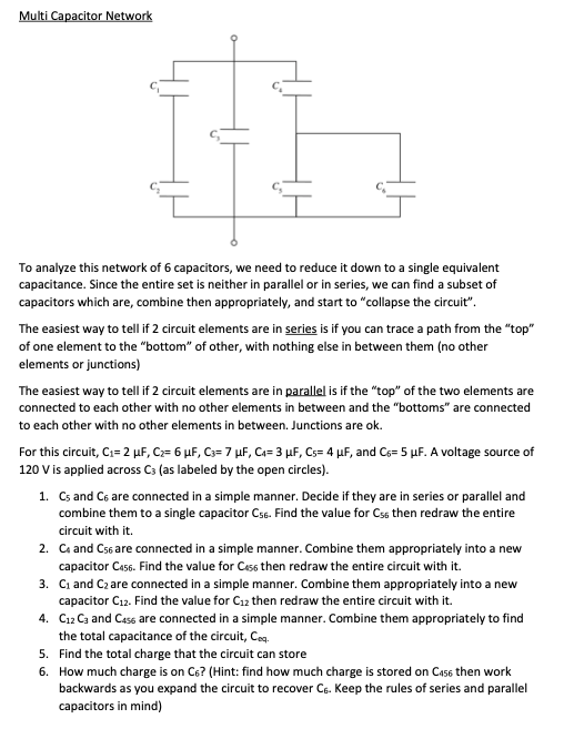 Solved Multi Capacitor Network To analyze this network of 6 | Chegg.com