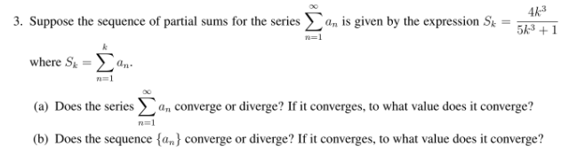Solved 3. Suppose the sequence of partial sums for the | Chegg.com