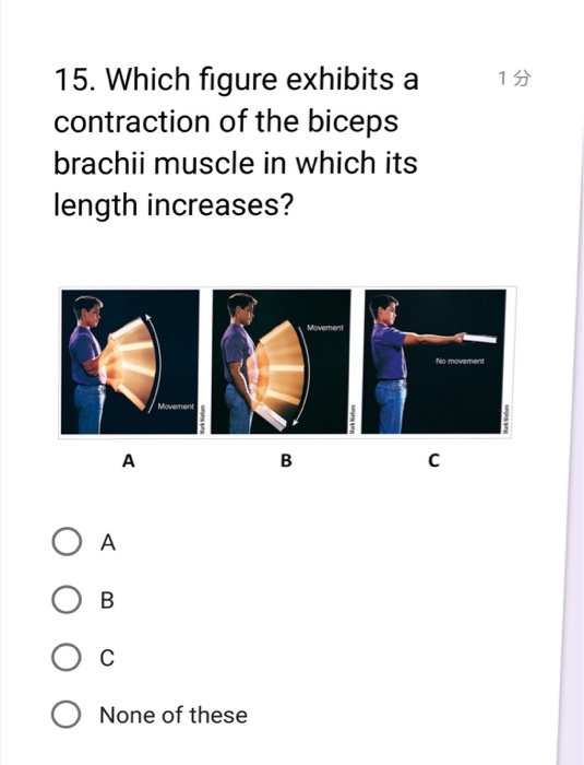 Solved 15. Which figure exhibits a contraction of the biceps | Chegg.com