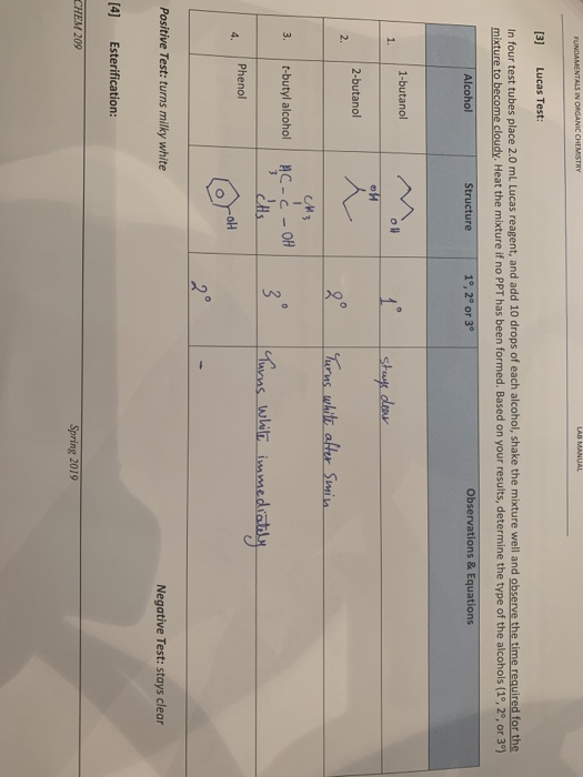 Solved ALS IN ORGANIC CHEM STRY [3] Lucas Test: In four test | Chegg.com