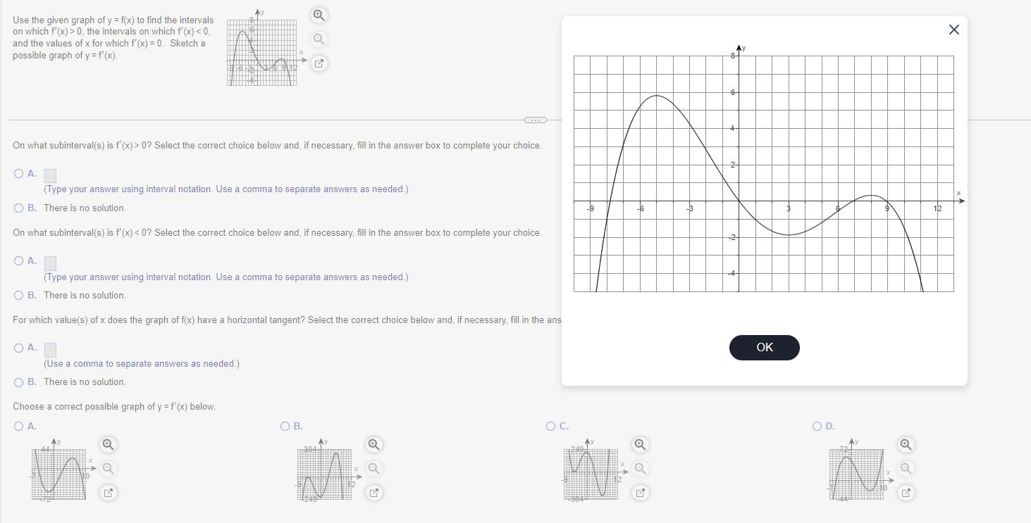 Solved Use the given graph of y=f(x) to find the intervals | Chegg.com