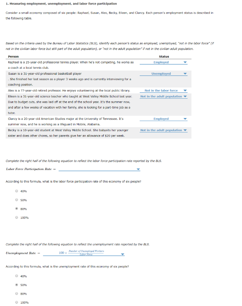 Solved 1. Measuring employment, unemployment, and labor | Chegg.com