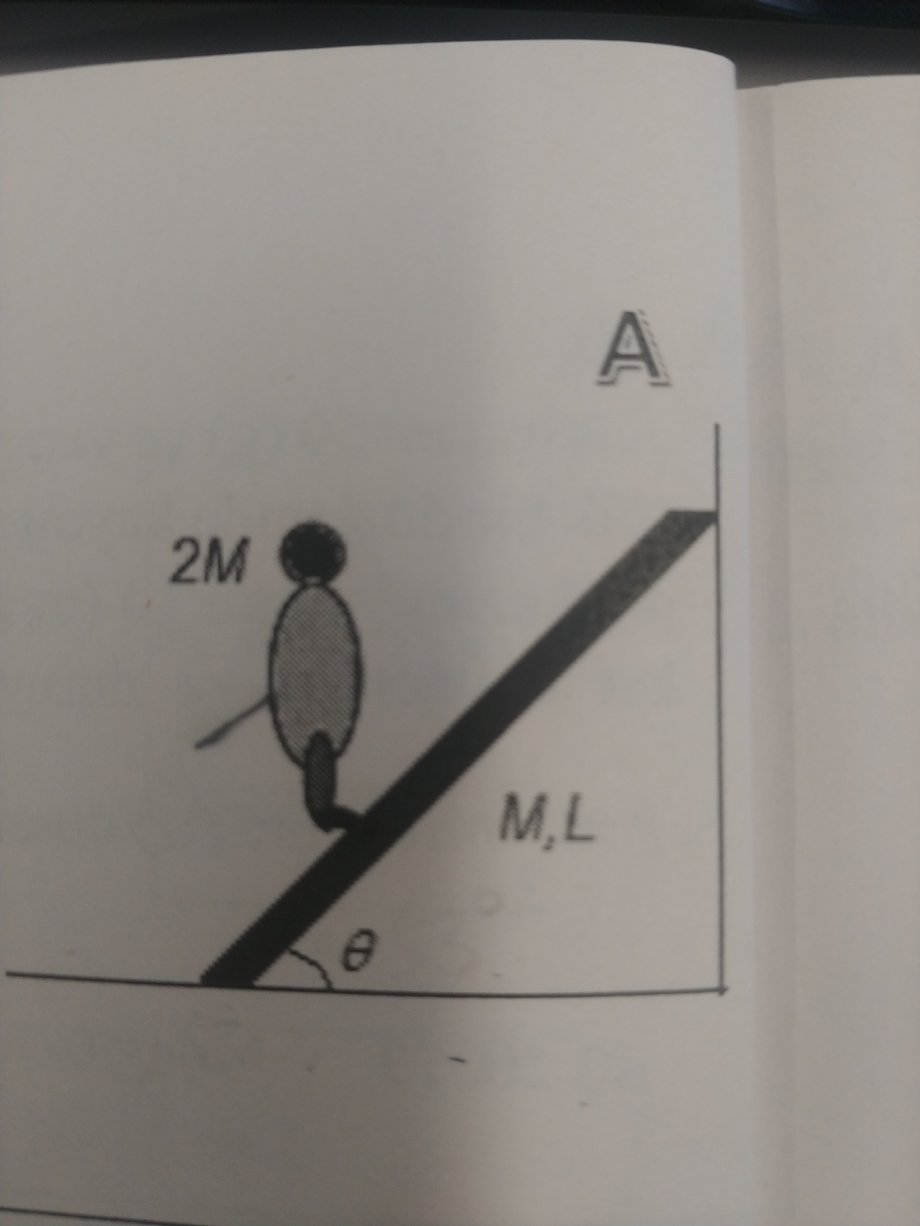 Solved A ladder of uniform mass density, mass M, and length | Chegg.com
