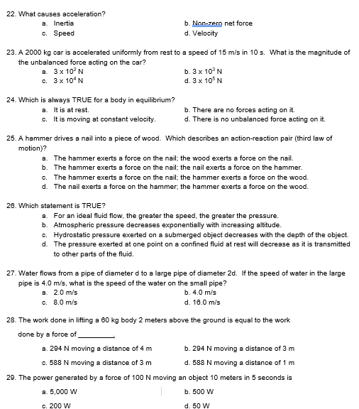 Solved 22. What causes acceleration? a. Inertia b. Non-zero | Chegg.com