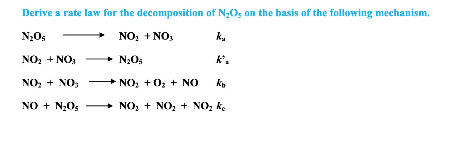 Solved Derive a rate law for the decomposition of N2O5 on | Chegg.com