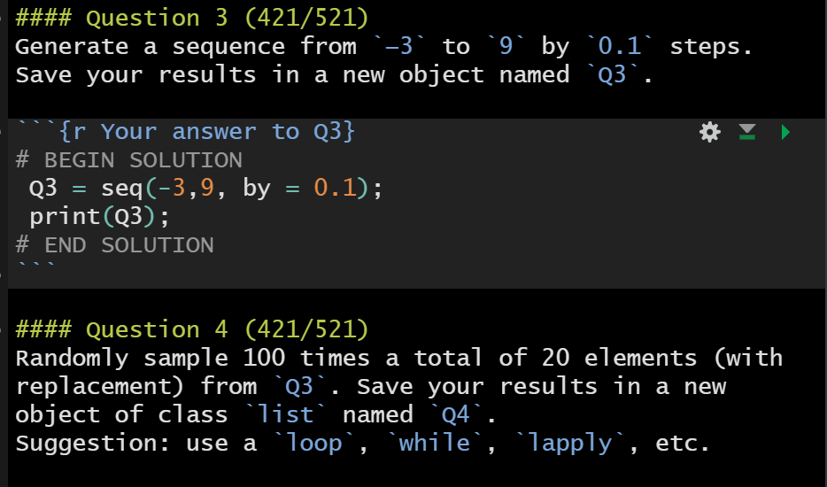 Solved #### Question 3 (421/521) Generate a sequence from | Chegg.com
