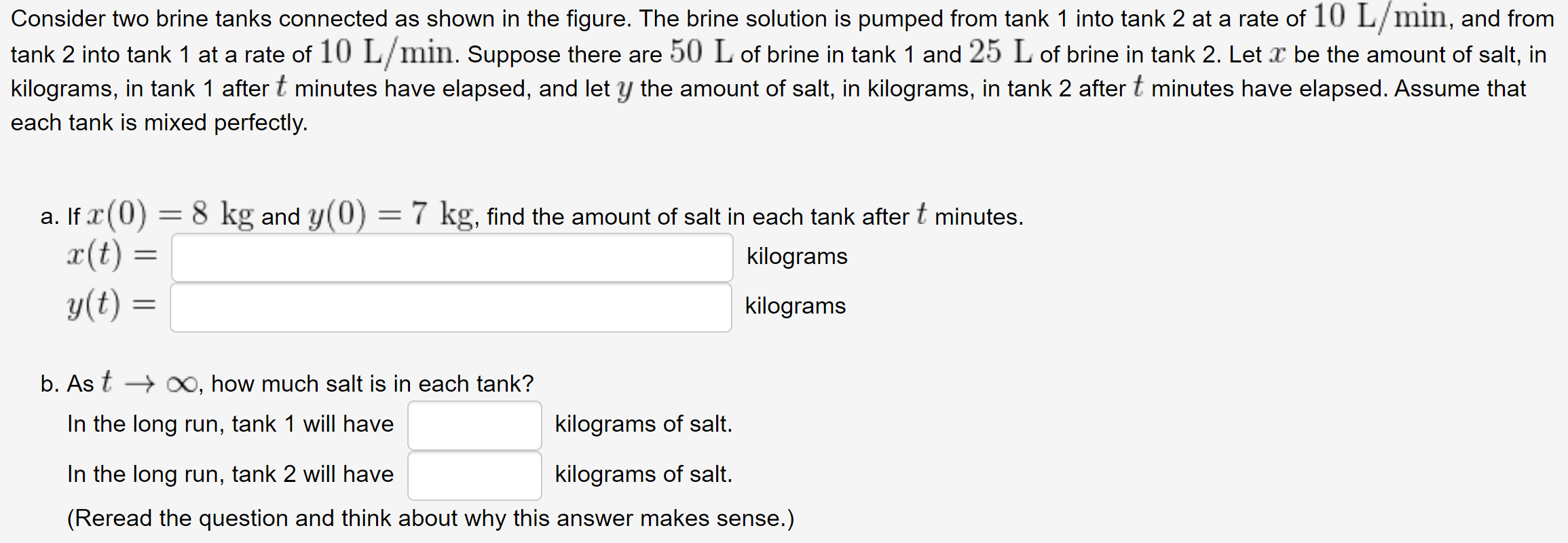 Solved Consider two brine tanks connected as shown in the | Chegg.com
