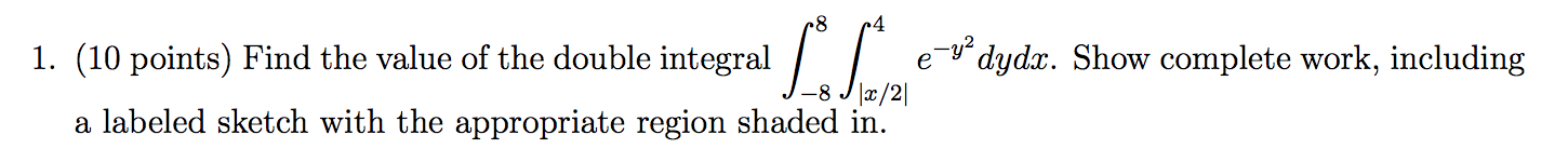 Solved Find the value of the double integral of e^(-y^2) | Chegg.com