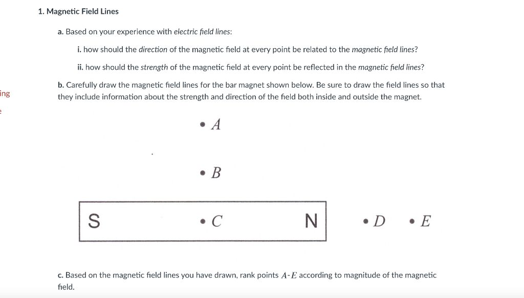Solved 1. Magnetic Field Lines a. Based on your experience | Chegg.com