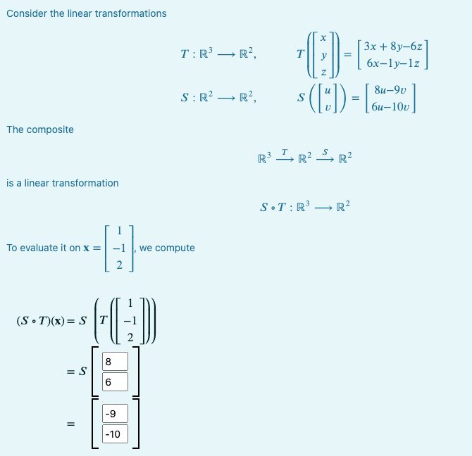 Solved Consider the linear transformations х T:R3 — R2, T 3x | Chegg.com