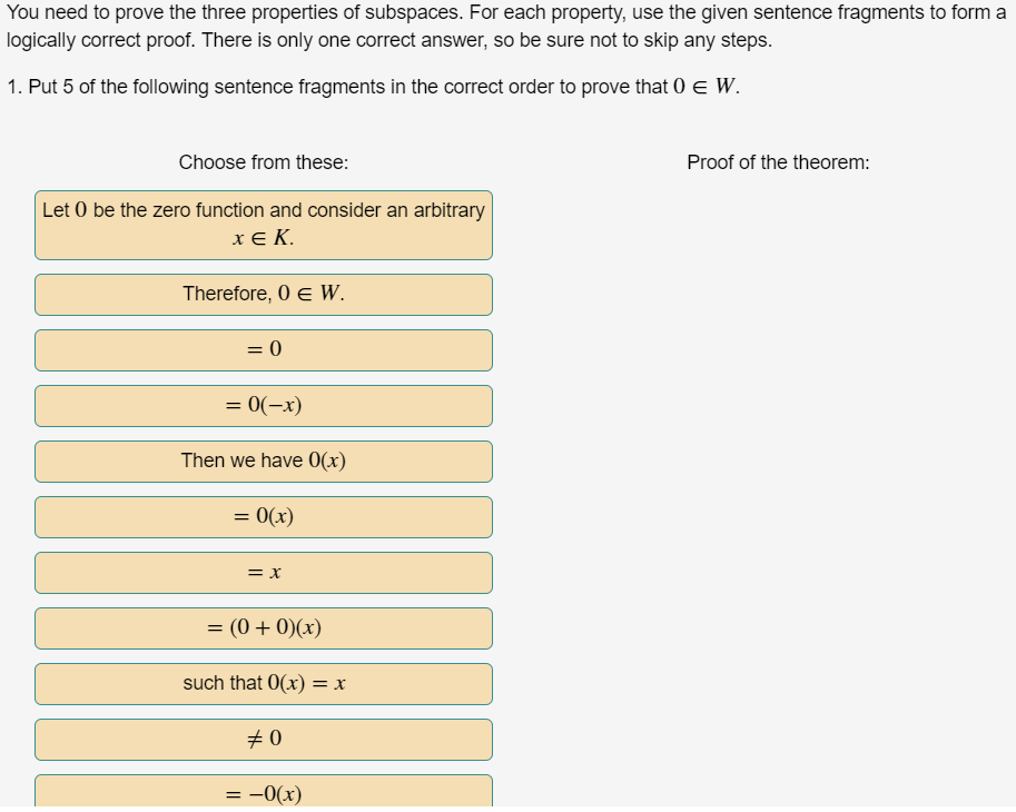 Solved You need to prove the three properties of subspaces. | Chegg.com