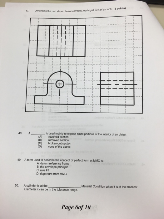 Solved Dimension the part shown below correctly, each grid | Chegg.com