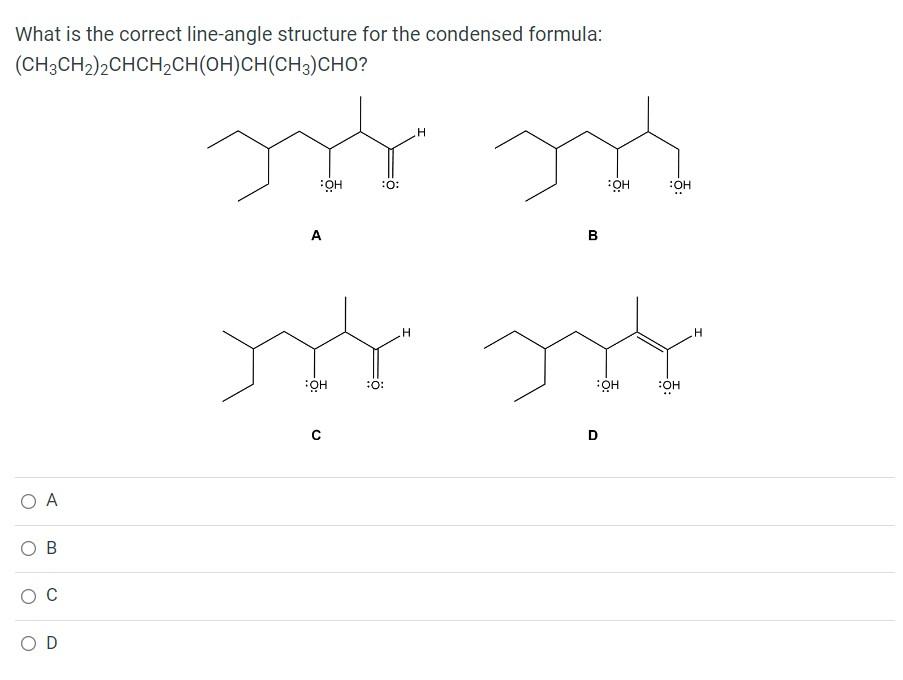 Solved What is the correct line-angle structure for the | Chegg.com
