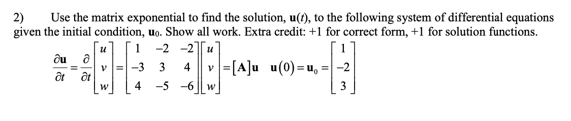 Solved 2) Use the matrix exponential to find the solution, | Chegg.com