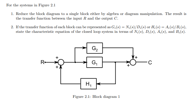 Solved For the systems in Figure 2.1 1. Reduce the block | Chegg.com