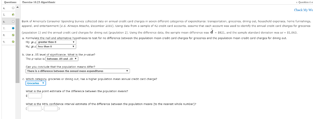 Solved Questions Exercise 10.23 Algorithmic Quastion o Check | Chegg.com