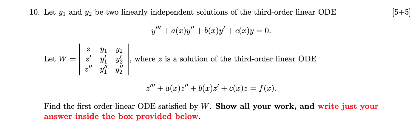Solved Let y1 and y2 be two linearly independent solutions | Chegg.com
