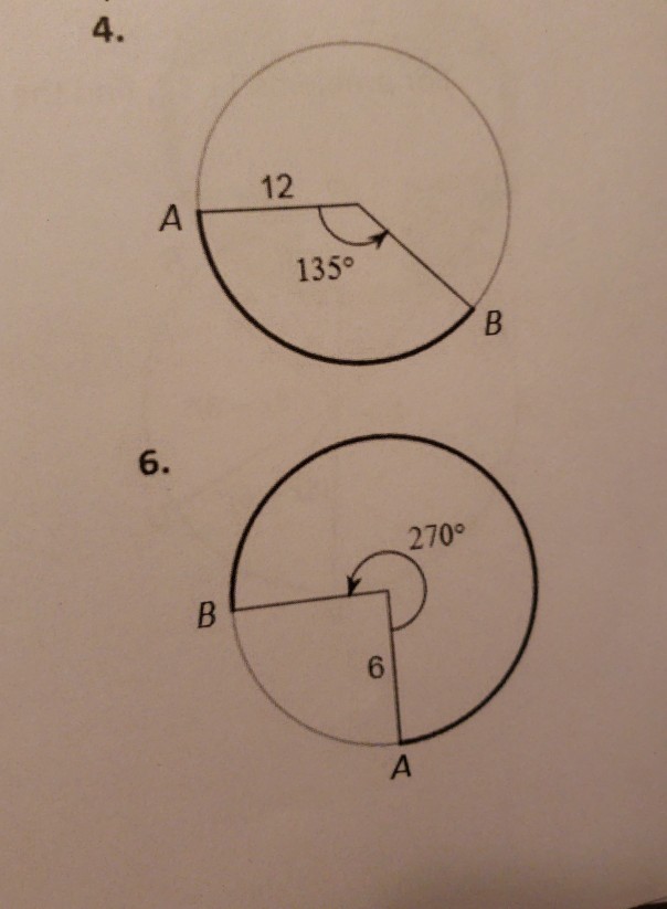 Solved For problems 3 to 6 find the length of arc. AB. | Chegg.com