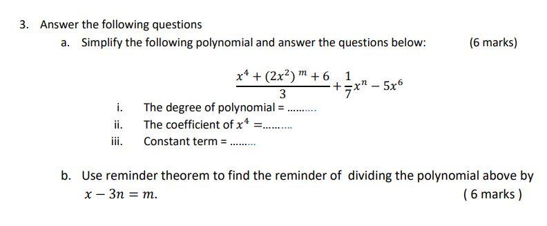 Solved 3. Answer the following questions a. Simplify the | Chegg.com