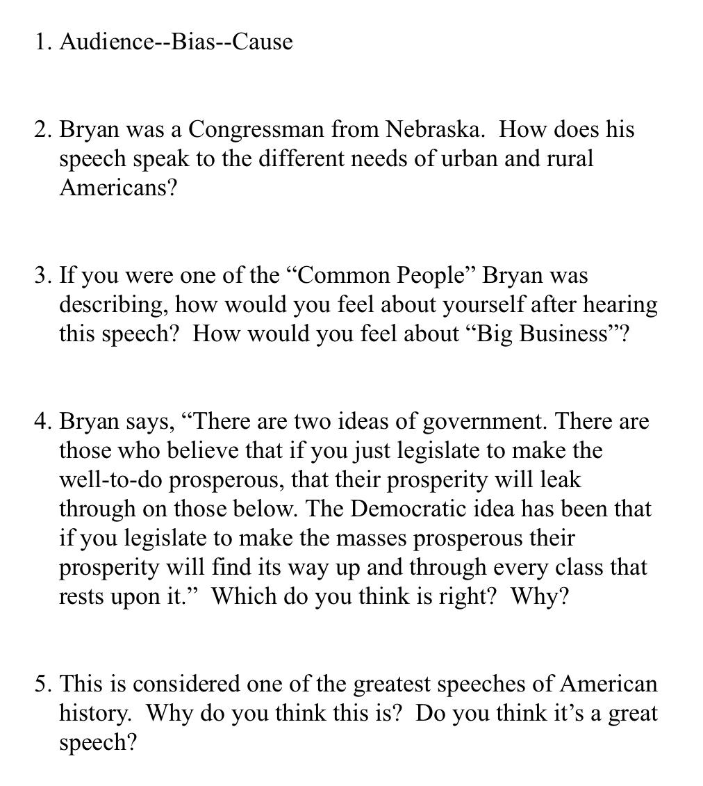 Cross Of Gold Speech