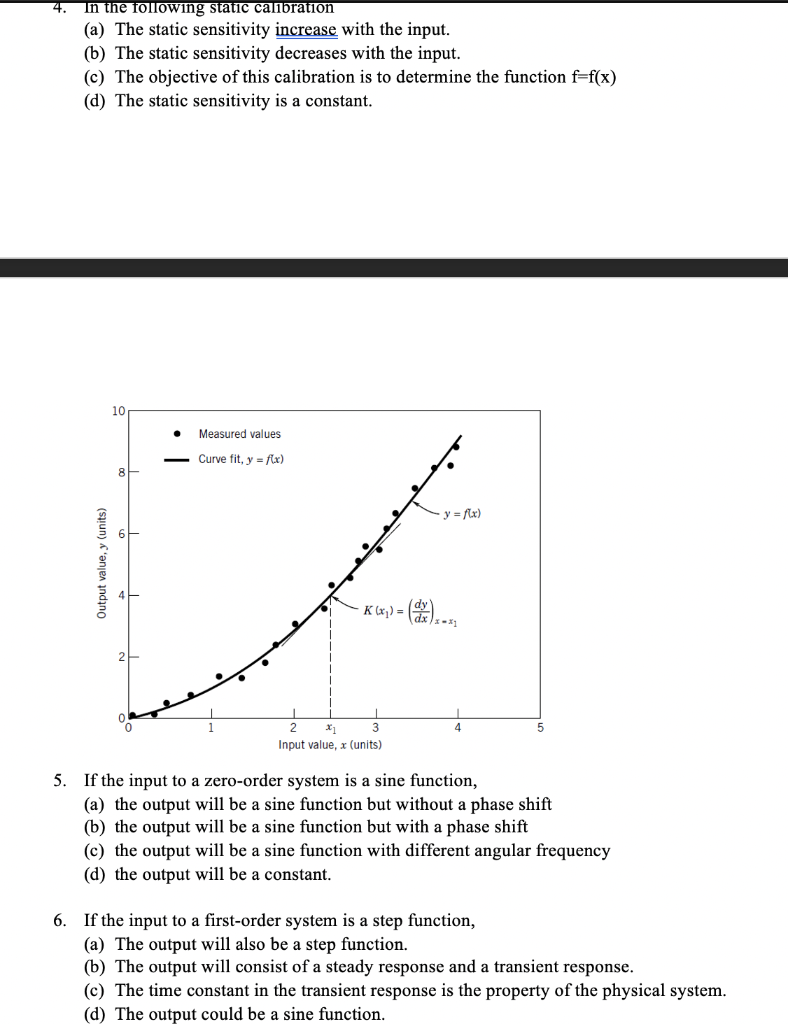 Solved 4. In the following static calibration (a) The static | Chegg.com