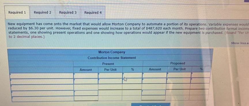 Solved Problem 6-29 (Algo) Changes in Cost Structure; | Chegg.com
