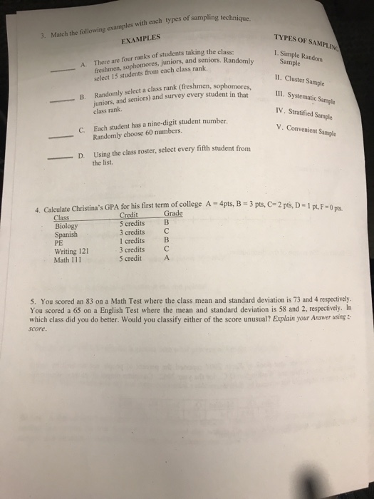 Solved 3. Match the following examples with each types of | Chegg.com