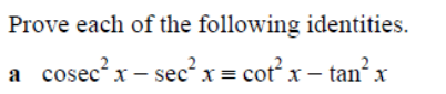 Solved Prove the following identity | Chegg.com