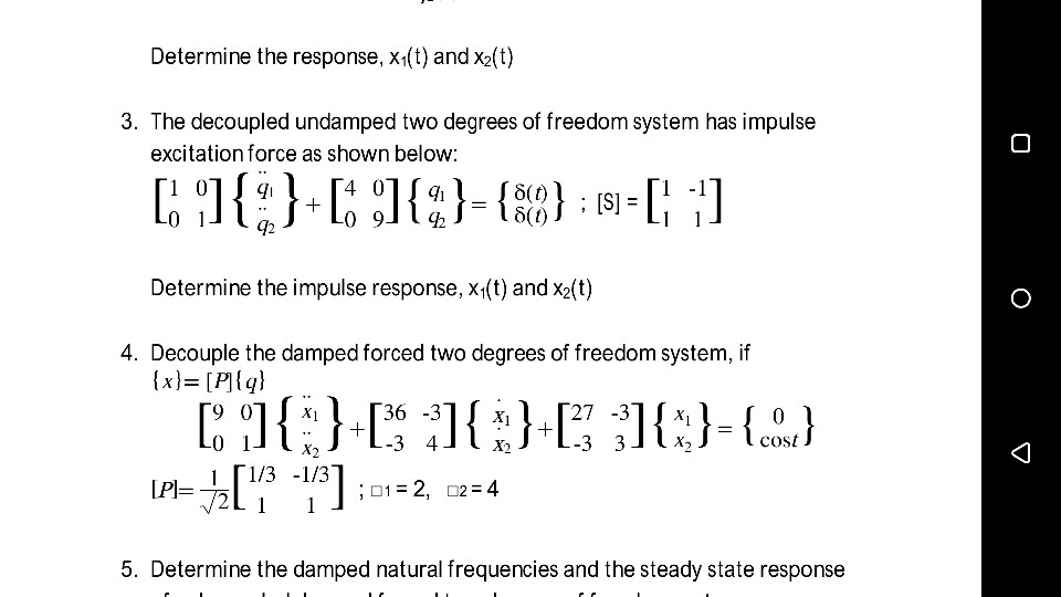 Solved Determine the response, X1(t) and x2(t) 3. The | Chegg.com
