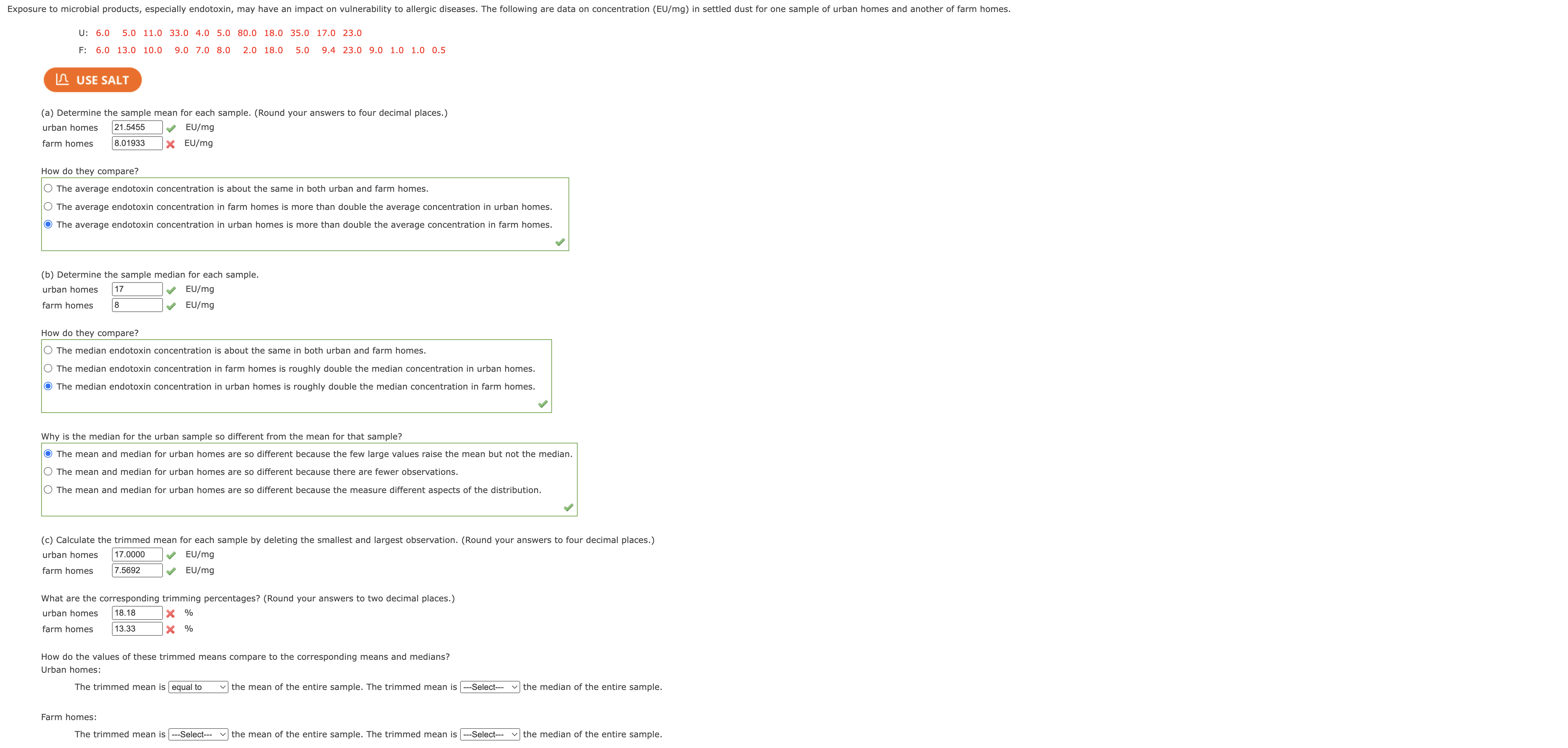 (a) ﻿Determine the sample mean for each sample. | Chegg.com