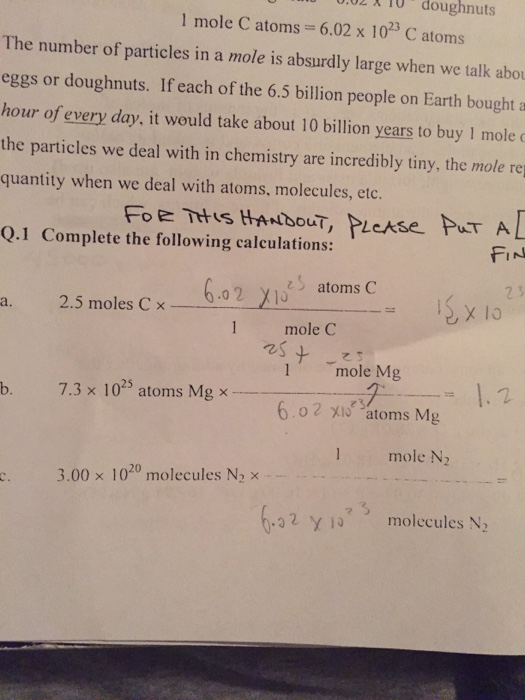 Solved 1 mole C atoms = 6.02 times 10^23 C atoms The number | Chegg.com