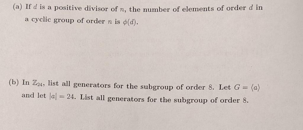 Solved (a) If d is a positive divisor of n, the number of | Chegg.com
