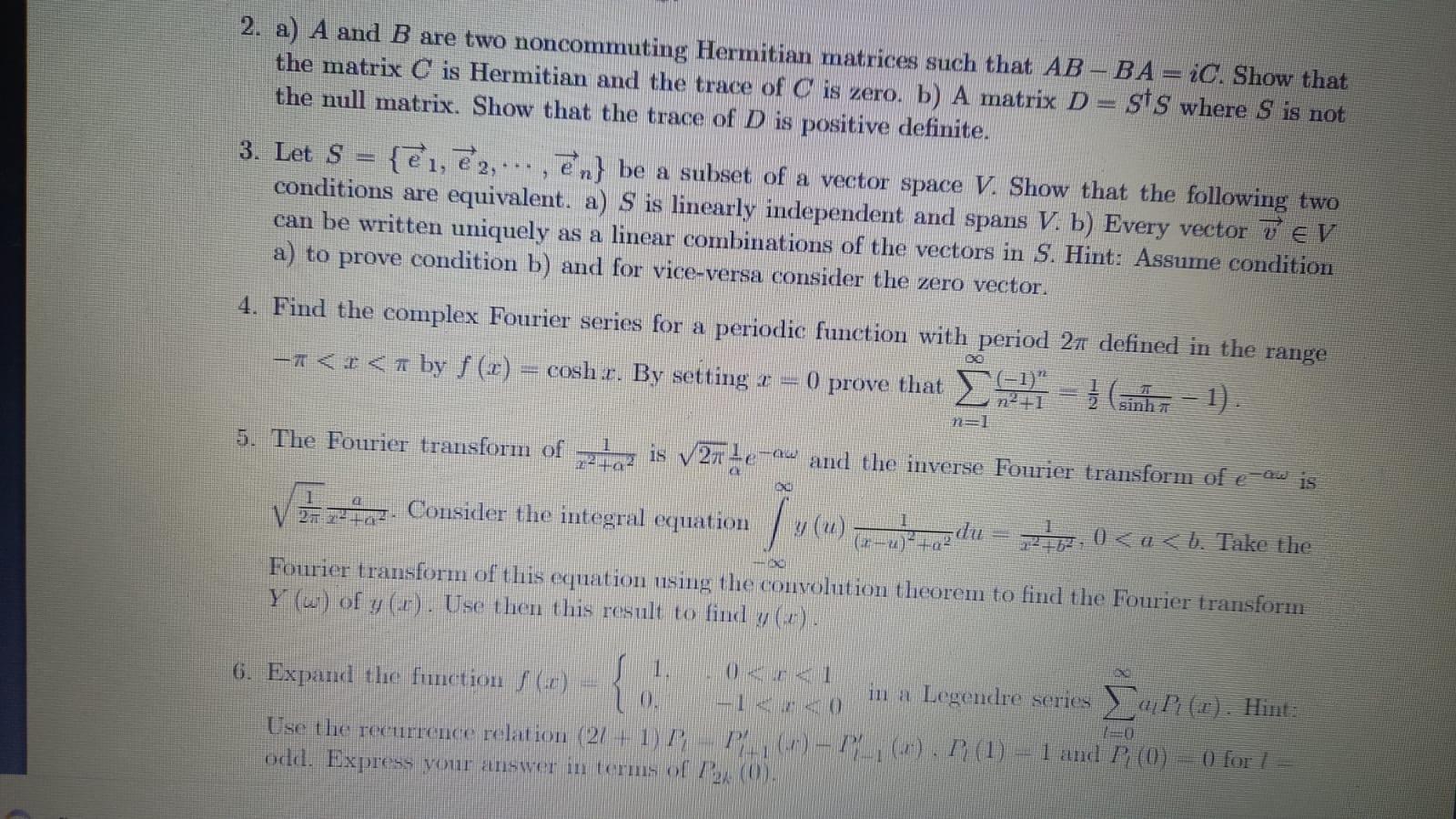 Solved 2. a) A and B are two noncommuting Hermitian matrices | Chegg.com