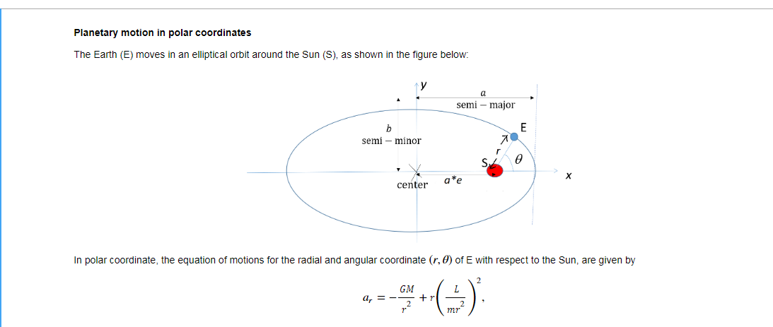 Solved Planetary motion in polar coordinates The Earth (E) | Chegg.com