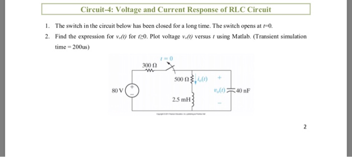 Solved Circuit-4: Voltage and Current Response of RLC | Chegg.com
