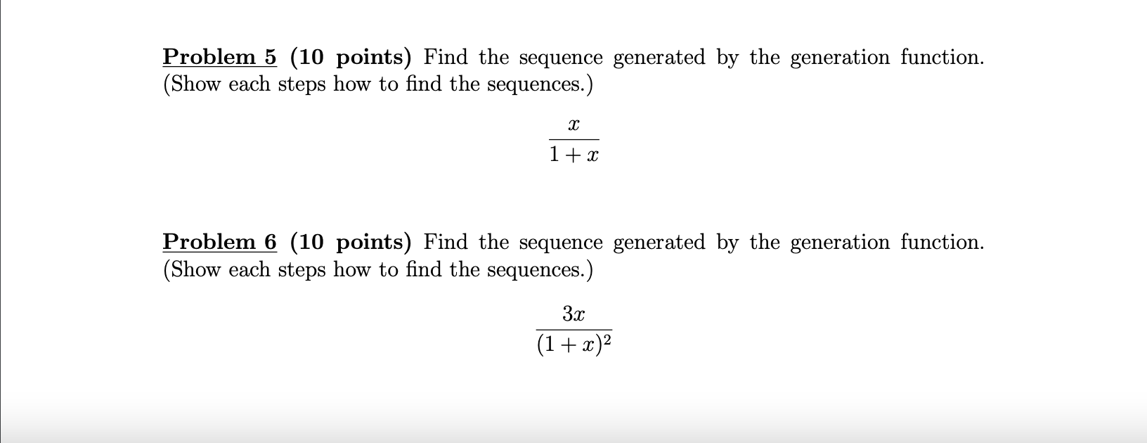 Solved Problem (10 points) Find the sequence generated by | Chegg.com