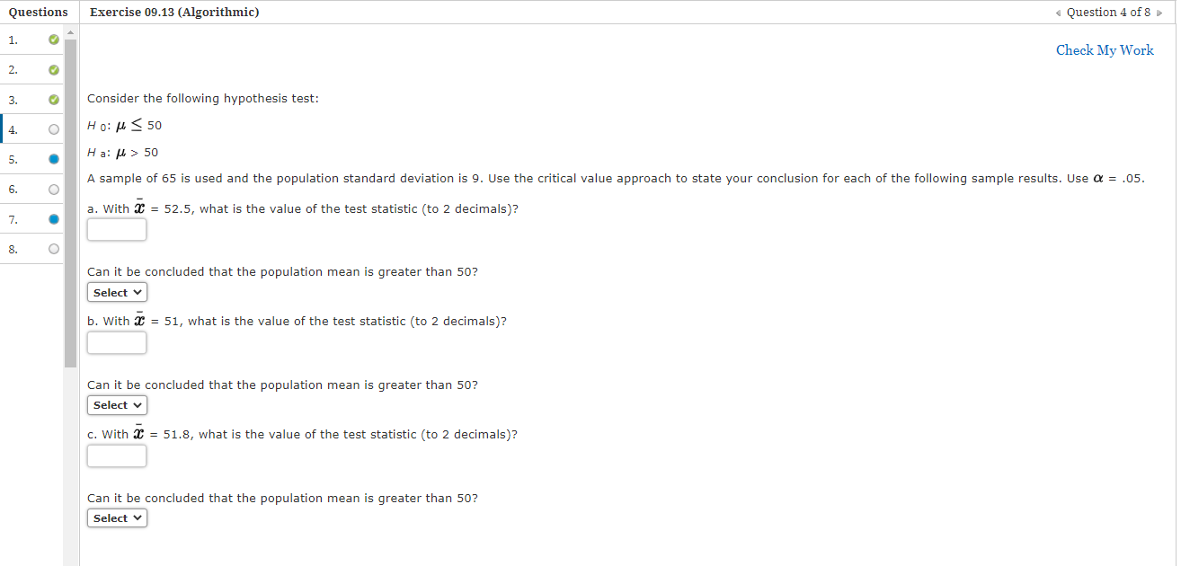 Solved Questions Exercise 09.13 (Algorithmic) Question 4 of | Chegg.com