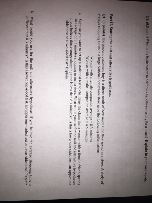 Solved Q1. (0.5 point) What is the basic reason to perform a | Chegg.com