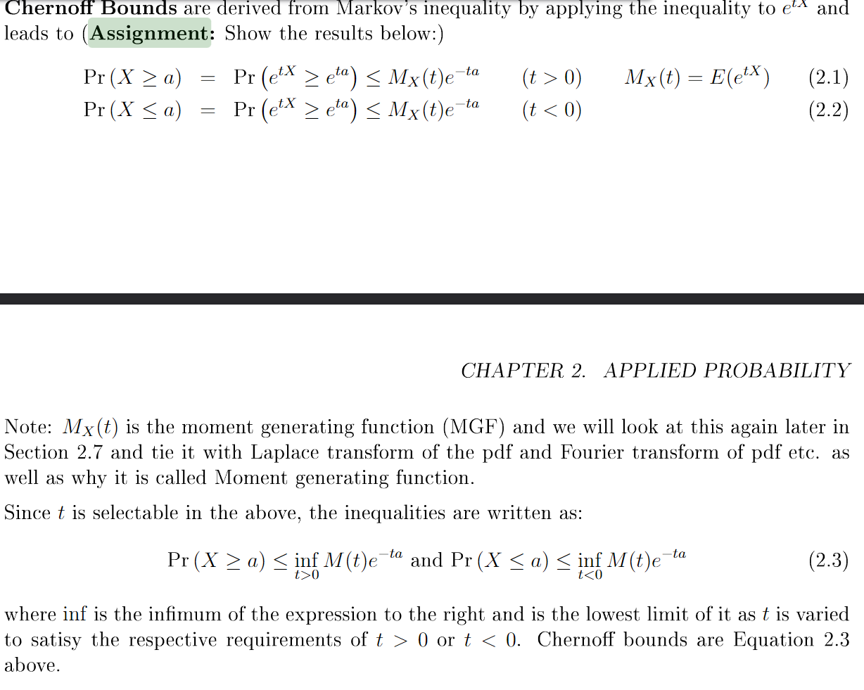 Solved Chernoff Bounds are derived from Markov's inequality | Chegg.com