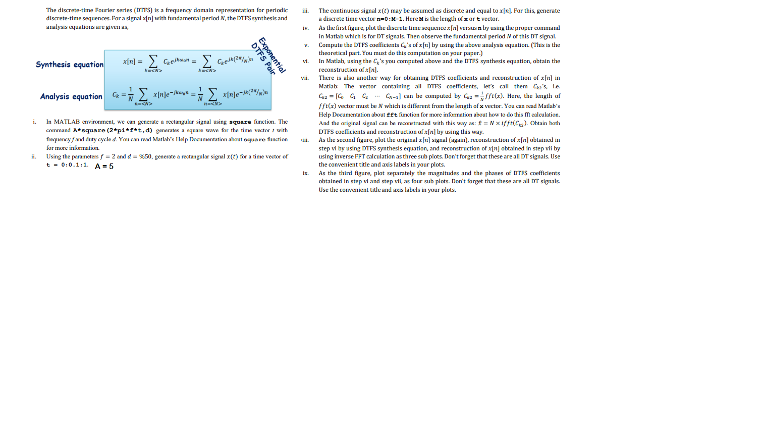 iii. The discrete-time Fourier series (DTFS) is a | Chegg.com