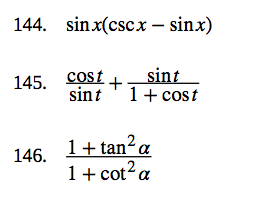 Solved 144. sinc(cscx - sinx) 145. cost sint + sint '1+ cost | Chegg.com