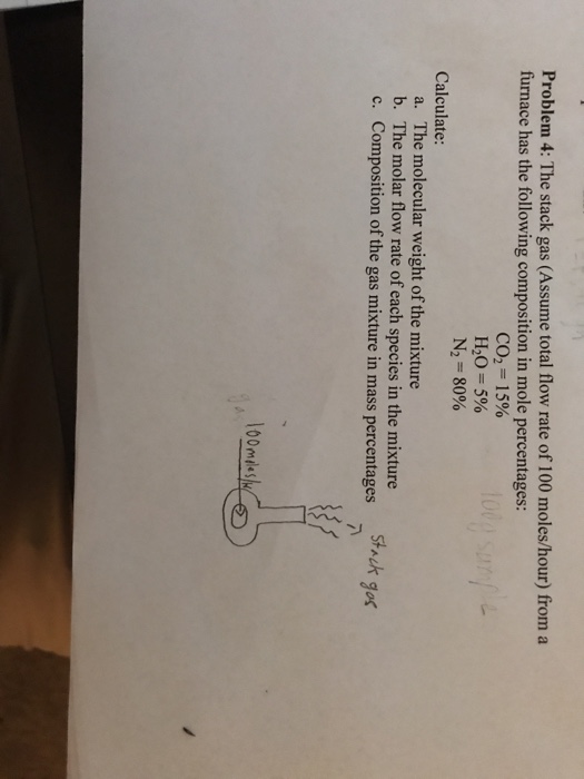 Solved The stack gas (Assume total flow rate of 100 | Chegg.com