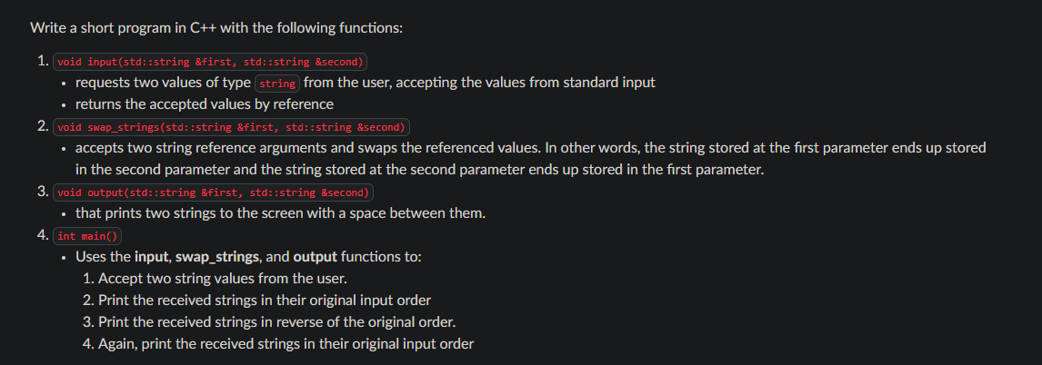 Solved Write a short program in C++ ﻿with the following | Chegg.com