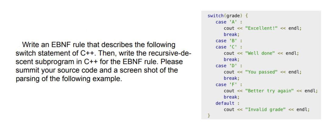 Solved Write an EBNF rule that describes the following | Chegg.com