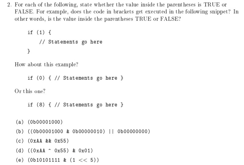Solved 2. For each of the following, state whether the value | Chegg.com