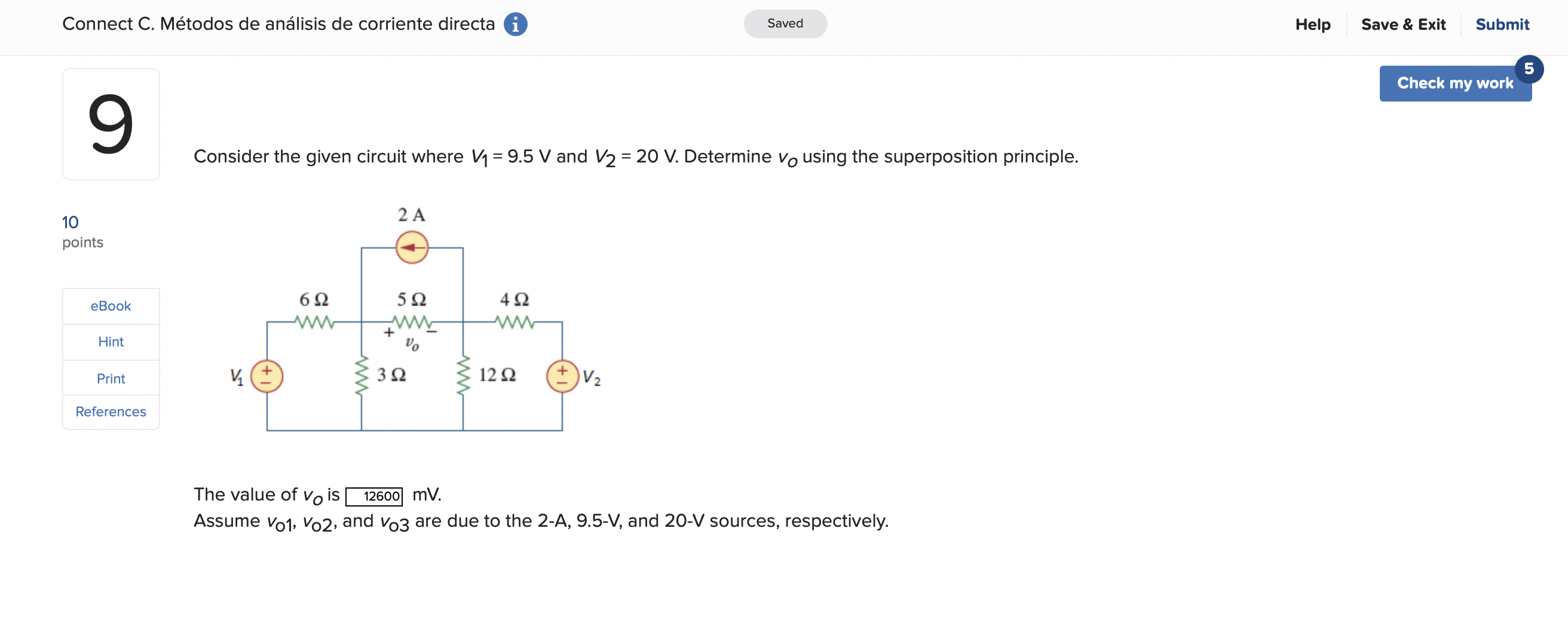Solved Consider the given circuit where V1 = 9.5 V ﻿and | Chegg.com